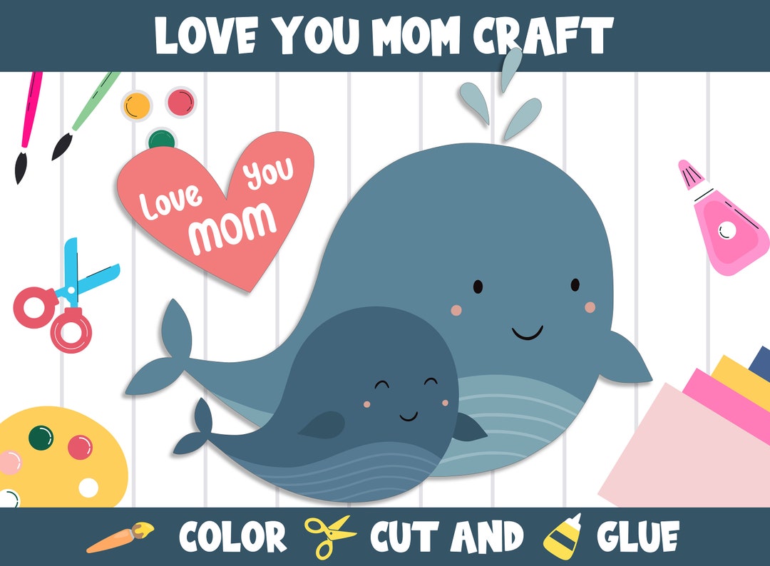 Love You Mom Craft Activity - Color, Cut, and Glue for Prek to 2nd ...