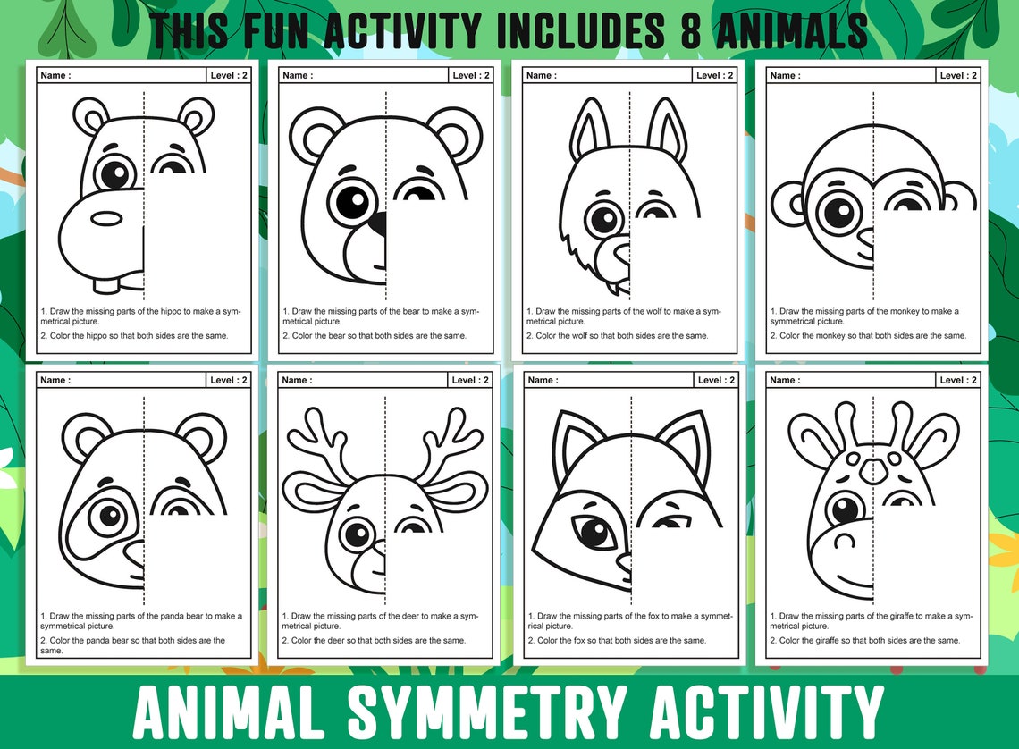 Animal Symmetry Worksheet, Animal Theme Lines of Symmetry Activity, 24 ...