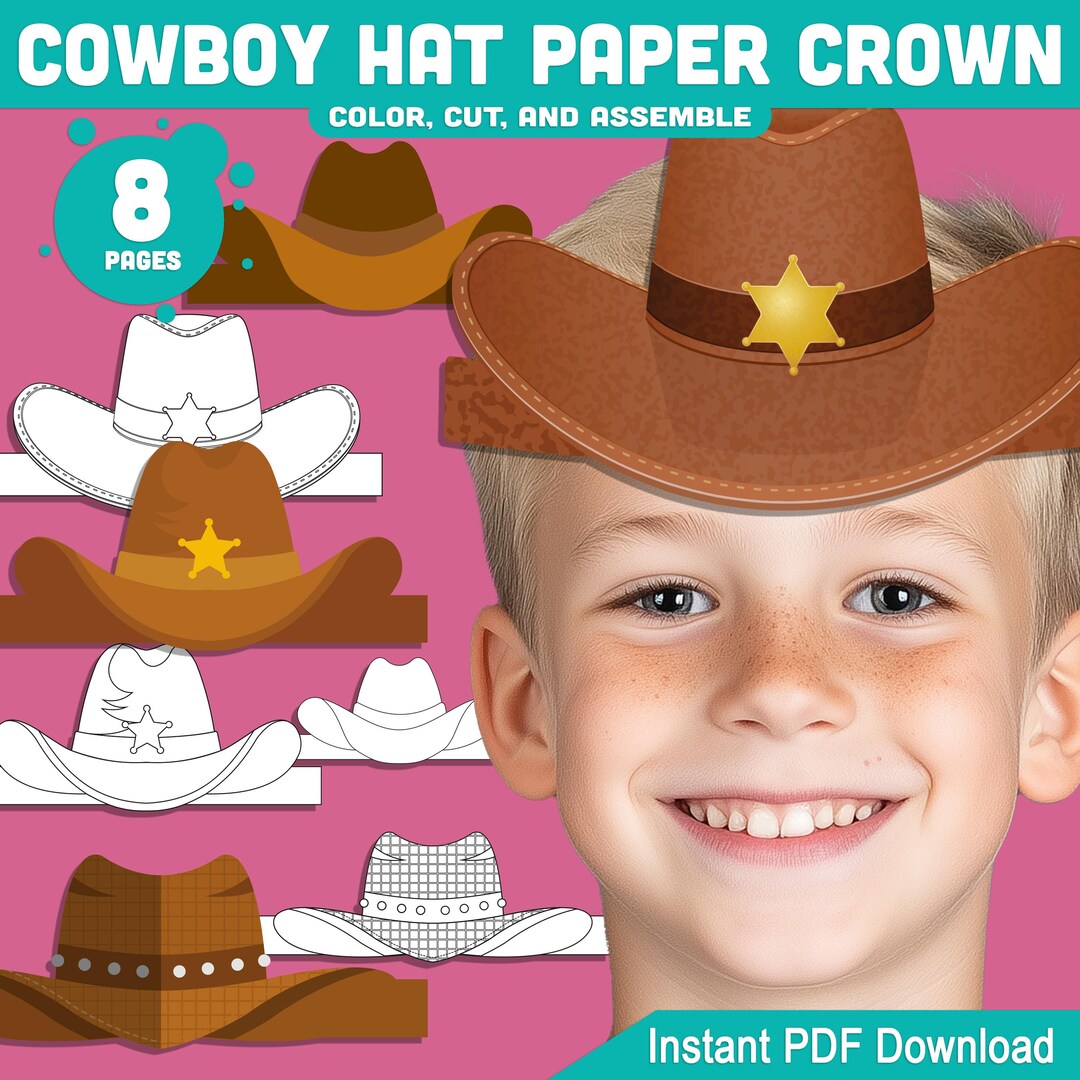 Cowboy and Cowgirl Paper Crowns – Fun Western Headbands and Party Hats ...