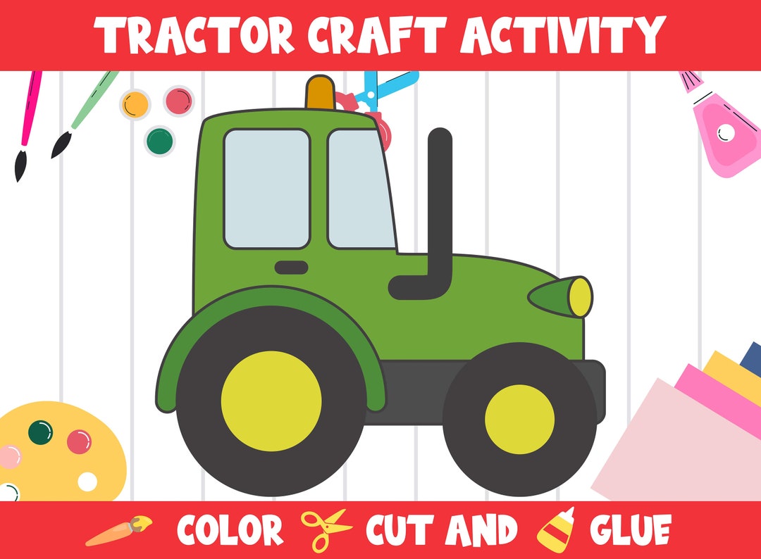 Tractor Craft Activity - Color, Cut, and Glue for Prek to 2nd Grade ...