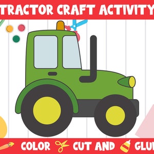 Tractor Craft Activity - Color, Cut, and Glue for Prek to 2nd Grade ...