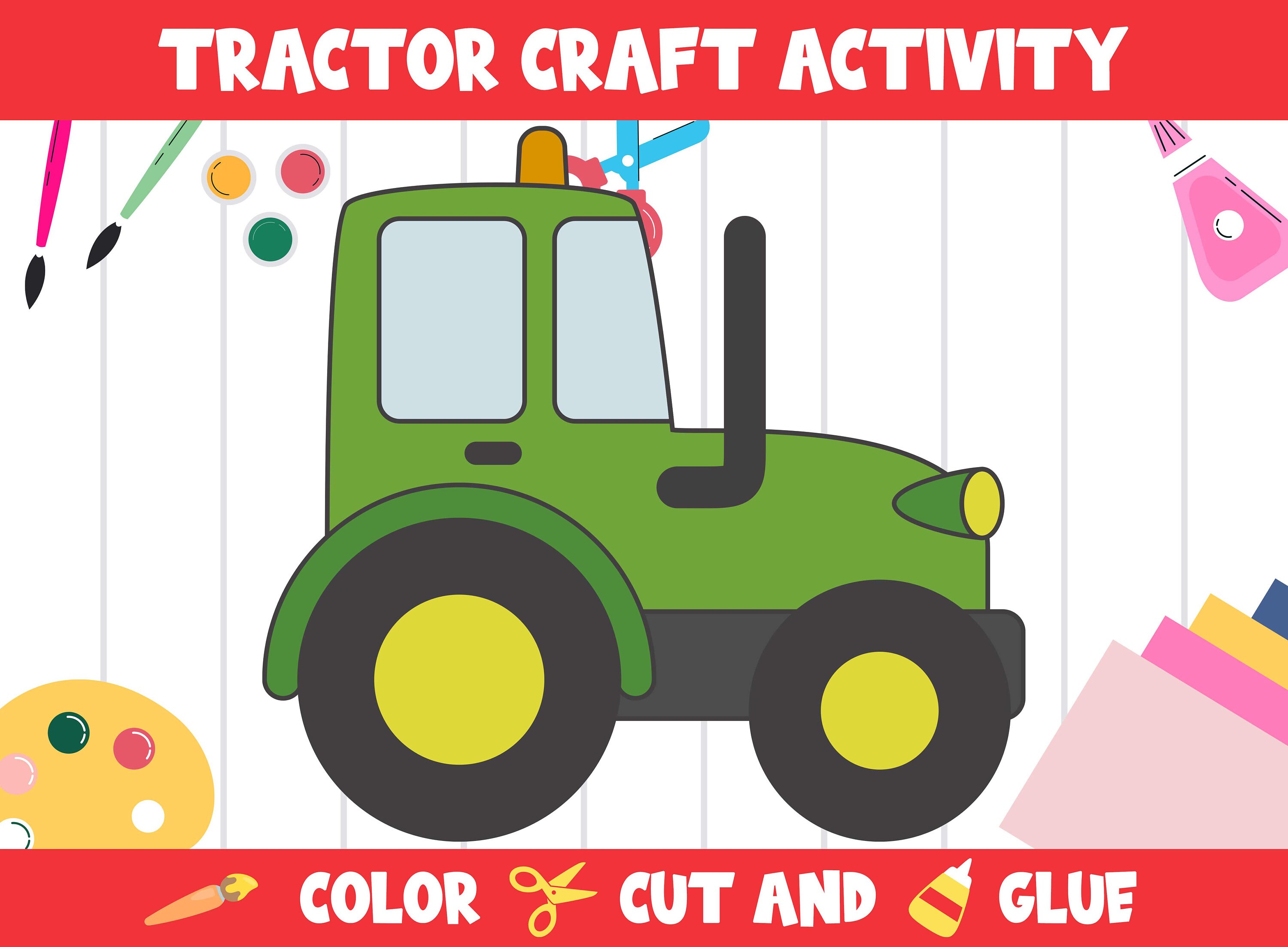 Tractor Craft Activity Color, Cut, and Glue for Prek to 2nd Grade, PDF ...