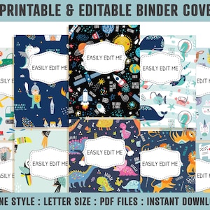 Binder Cover for Boys, 10 Printable/editable Covers+spines, Teacher ...