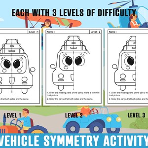 Vehicle Symmetry Worksheet, Transportation Theme Lines of Symmetry ...