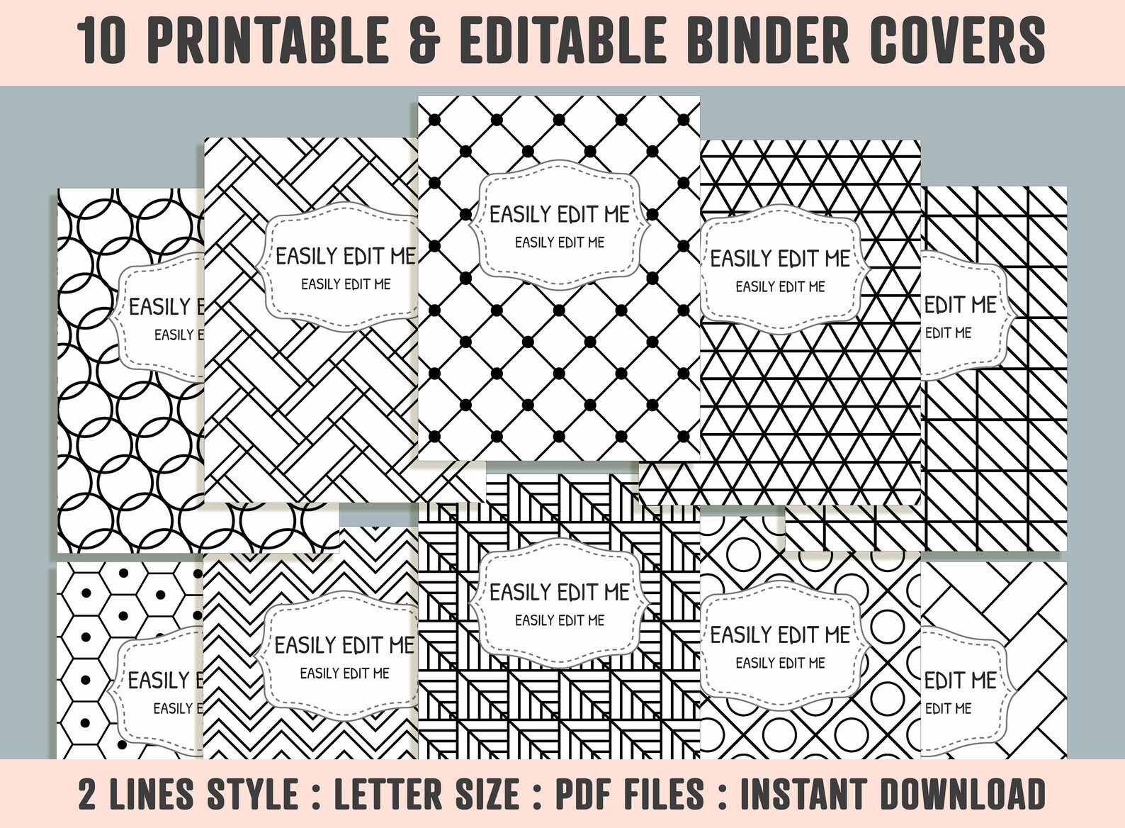 Black and White Backgrounds Binder Cover 10 Printable & - Etsy
