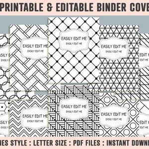 Black and White Backgrounds Binder Cover, 10 Printable & Editable ...