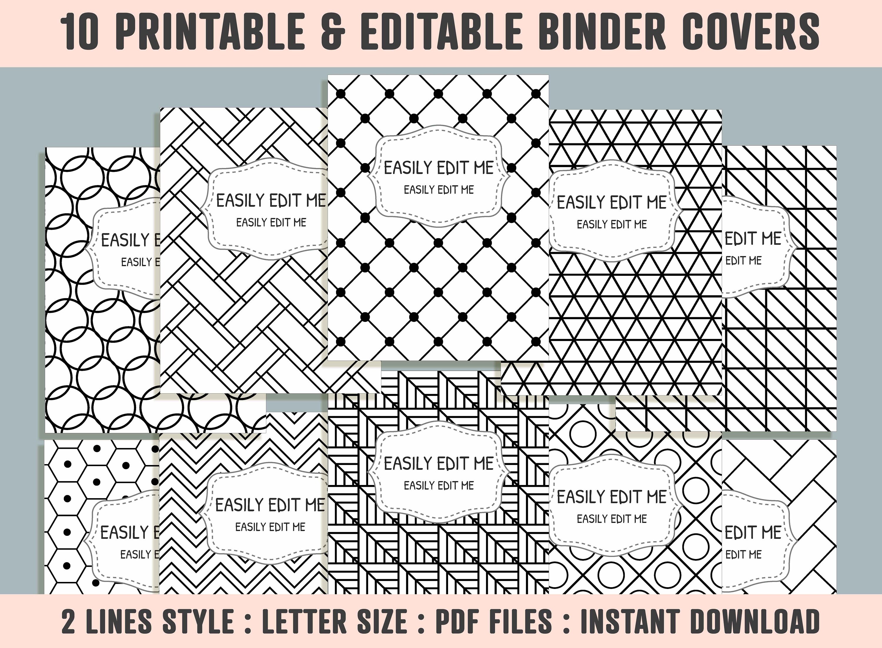 Black and White Backgrounds Binder Cover 10 Printable & - Etsy