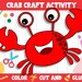 Cute Crab Craft Activity Color Cut and Glue for Prek to - Etsy