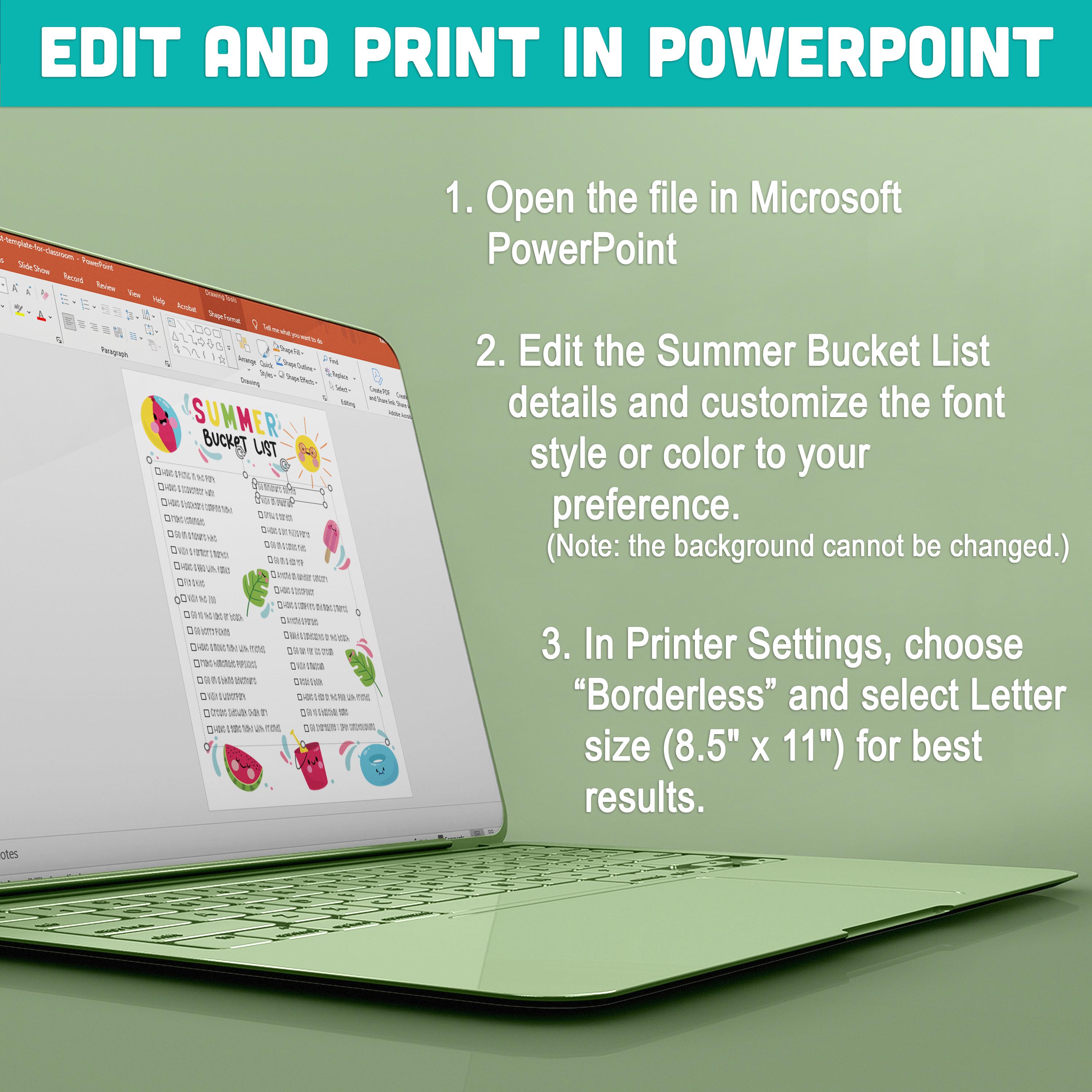 Editable Summer Bucket List Template for Classroom: Printable Kids ...