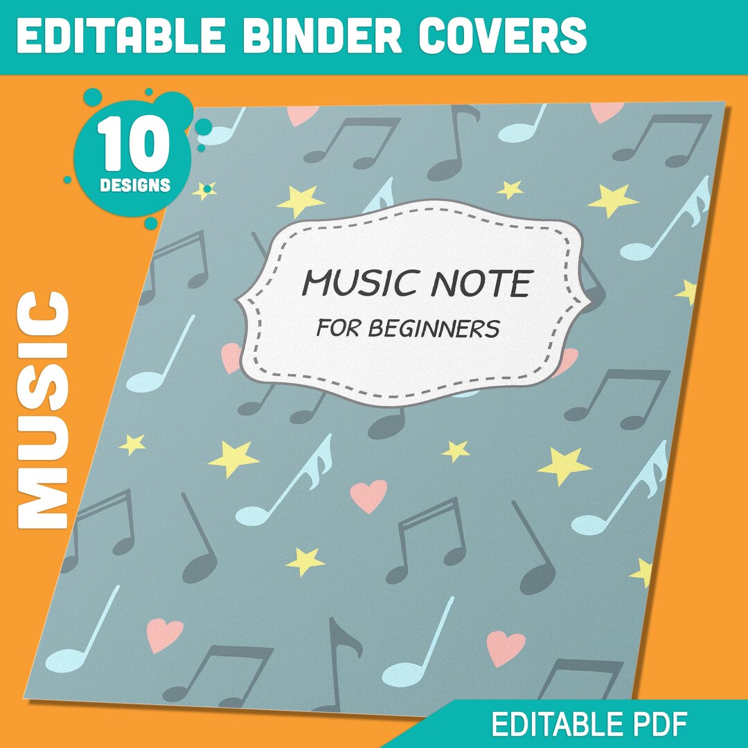 Binder Cover Music, 10 Printable/editable Covers+spines, Teacher/school ...