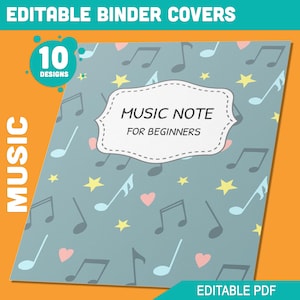 Binder Cover Music, 10 Printable/editable Covers+spines, Teacher/school ...