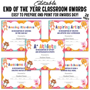 Editable, Creative End-of-year Class Awards for Students, 26 Pages, PDF ...