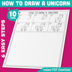 Learn How to Draw a Unicorn for Kids: 5-page Step-by-step Directed ...