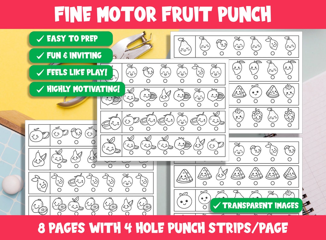 Fine Motor Fruit Punch, Kids Hole Punch Activities for Task Boxes ...