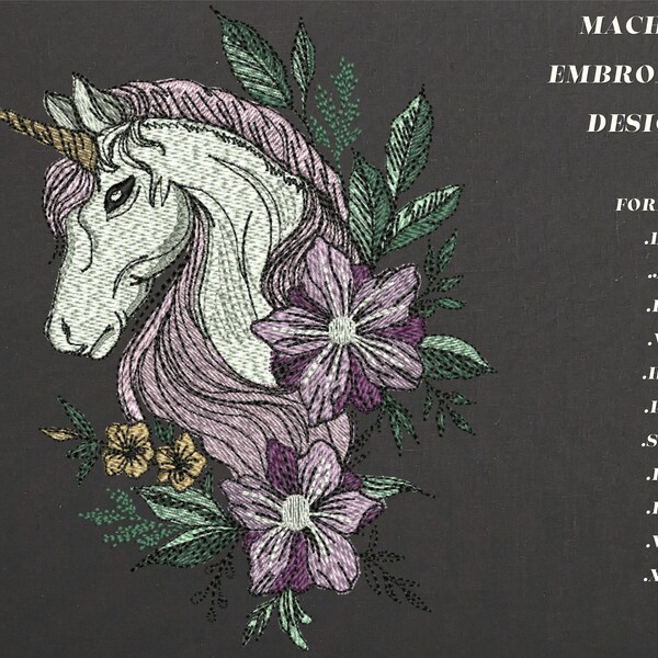 Unicorn Head Embroidery Design - Etsy
