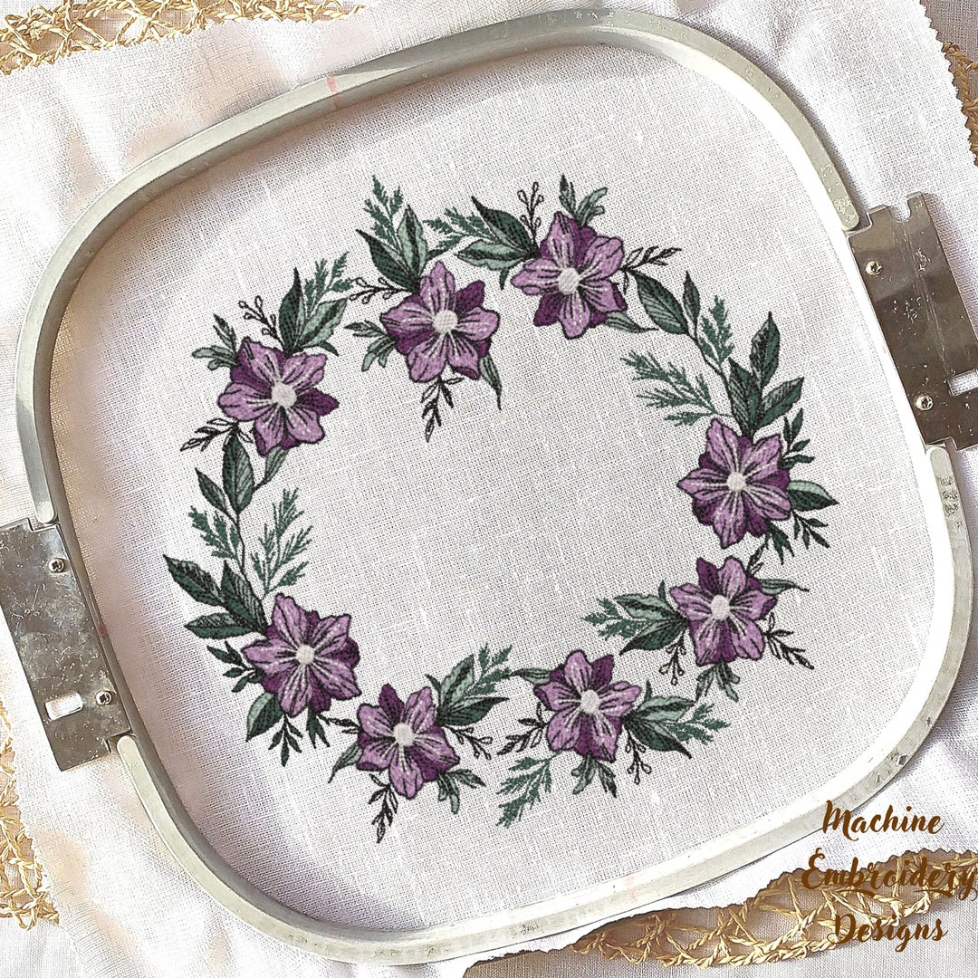 Flower Wreath Machine Embroidery Designs. Floral Frame - Etsy