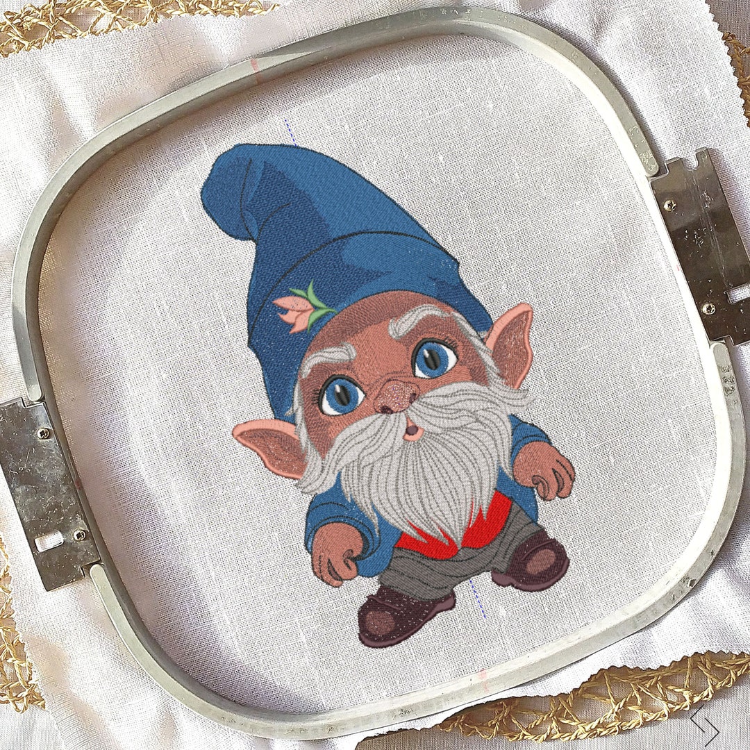 Gnome Boy With Big Eyes Embroidery Design. Сute Summer Gnomes - Etsy
