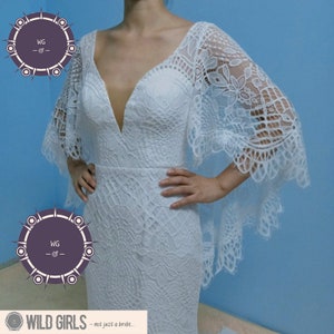 Bohemian Mermaid Bat Long Sleeve Lace Wedding Dresses V Neck - Etsy
