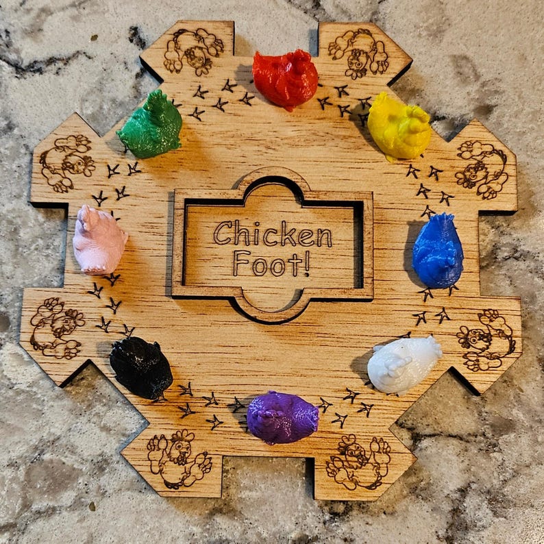 Chicken Foot Domino Game Hub Centerpiece (6"x6") And/or 8 Colorful ...