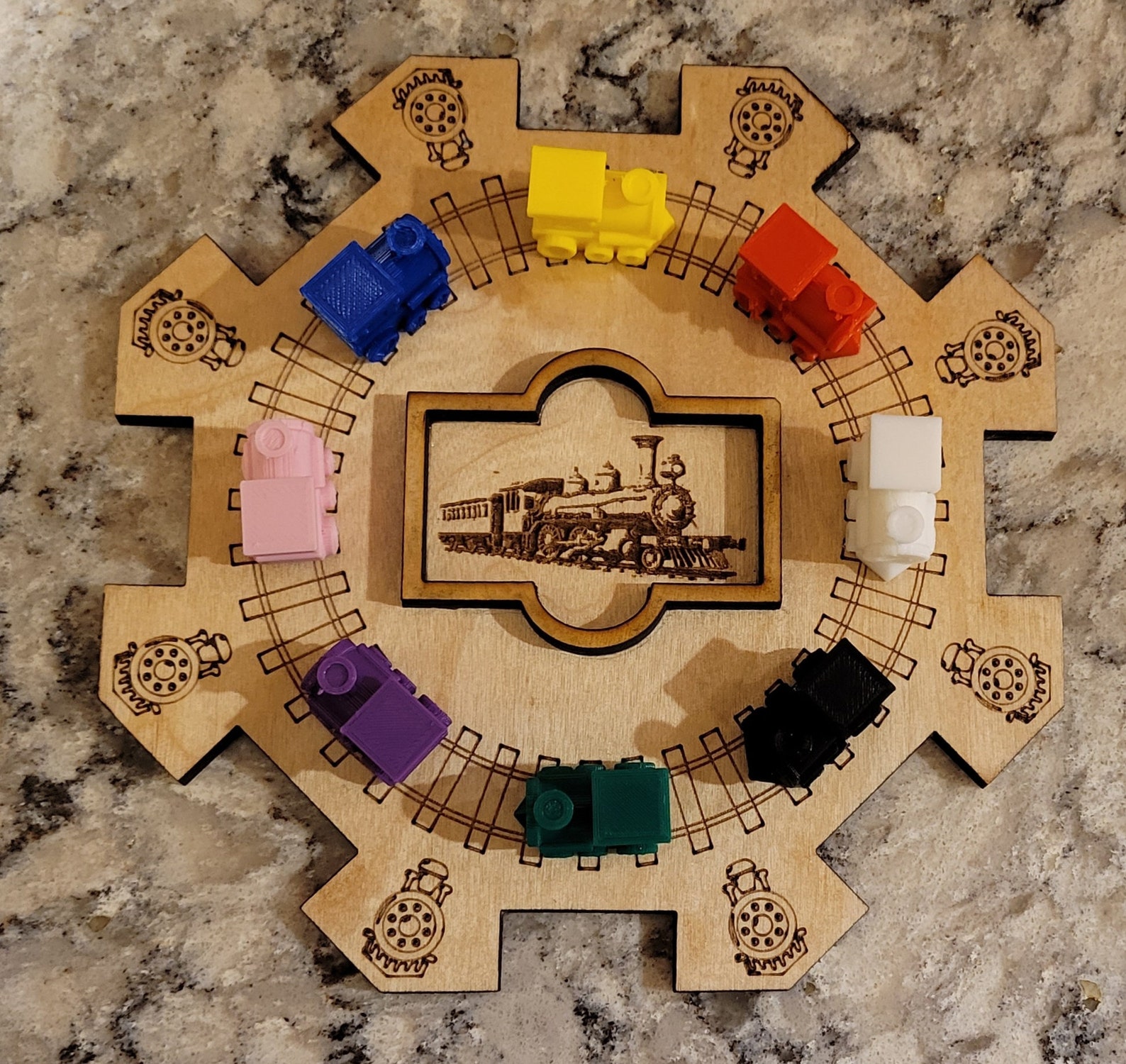 Mexican Train Station Hub, 6x6 Optional 8 Colorful Engine Markers Token ...