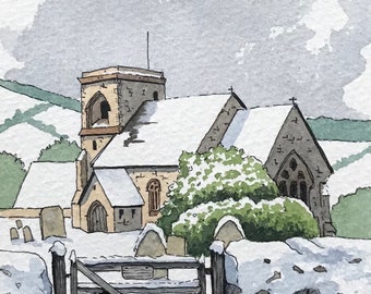 Pen and Ink Winter Scene - Etsy