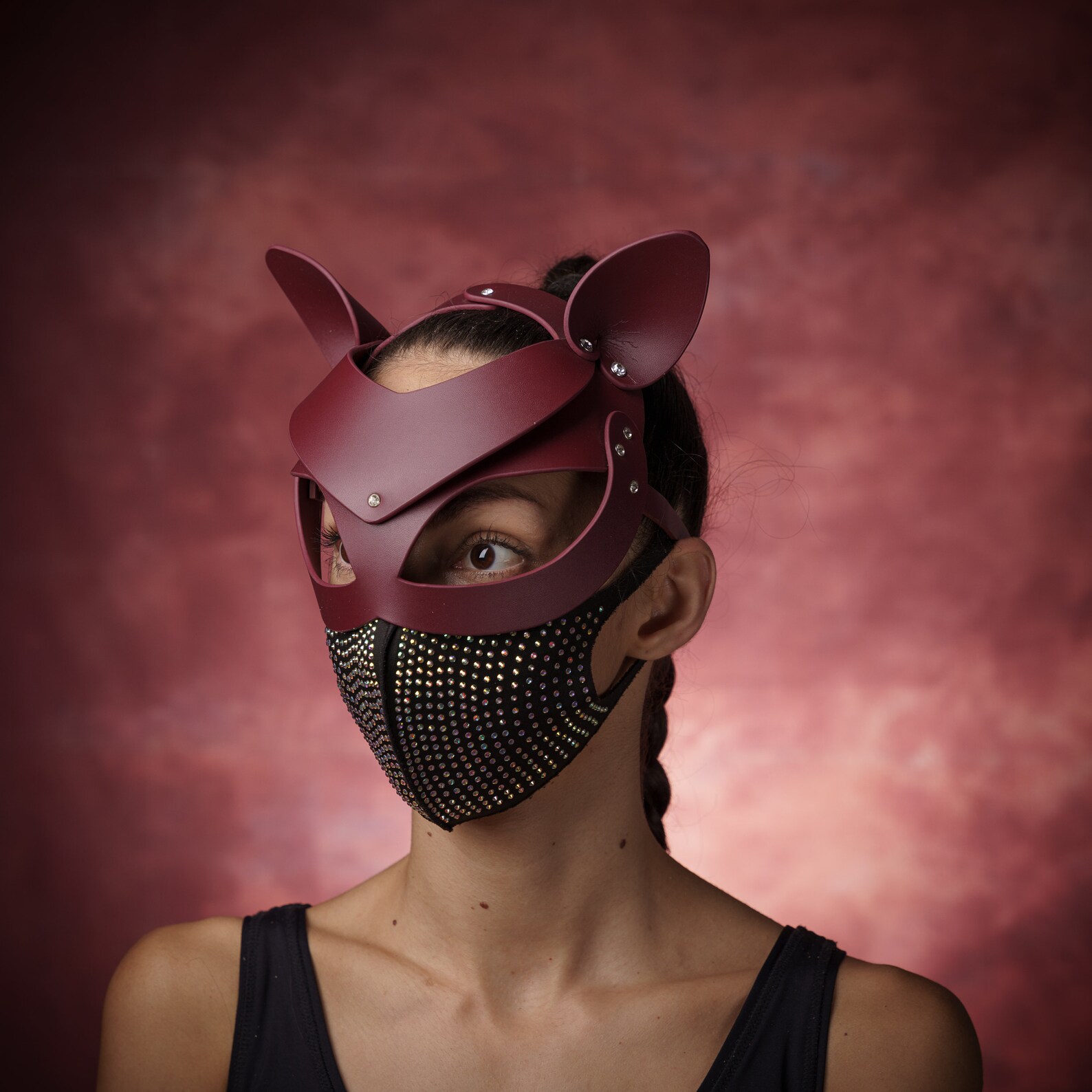 Burgundy Cat Mask Red Wine Leather Cat Mask BDSM Leather Cat - Etsy