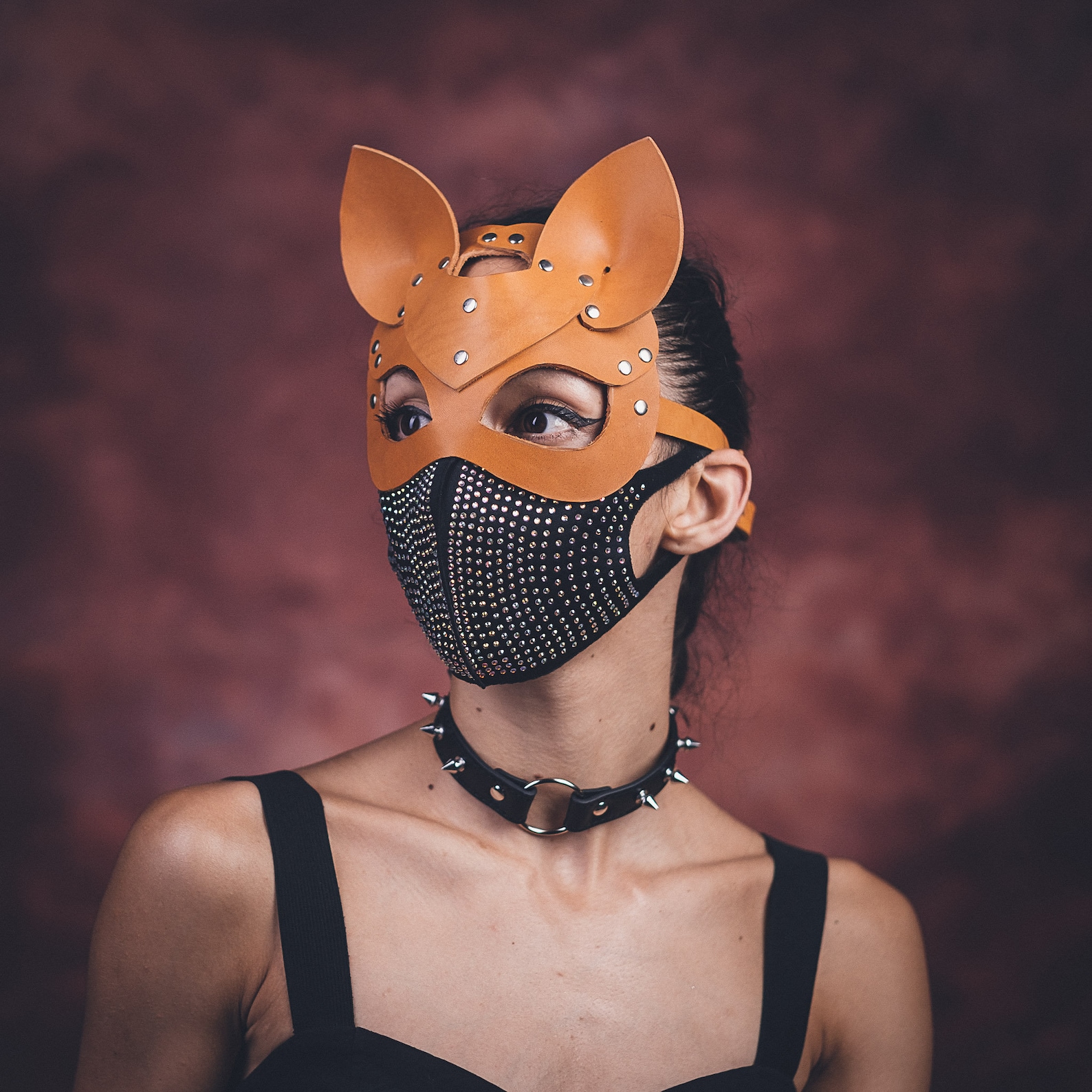 Genuine Leather Cat Mask Fox Brown Leather Cat Mask BDSM | Etsy