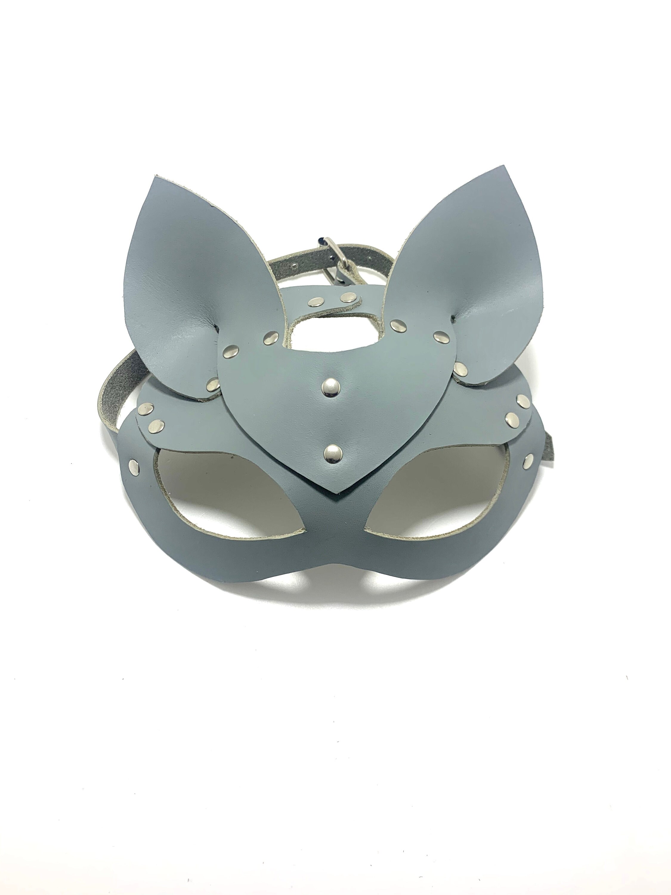 Genuine Leather Cat Mask Grey Leather cat mask BDSM leather | Etsy