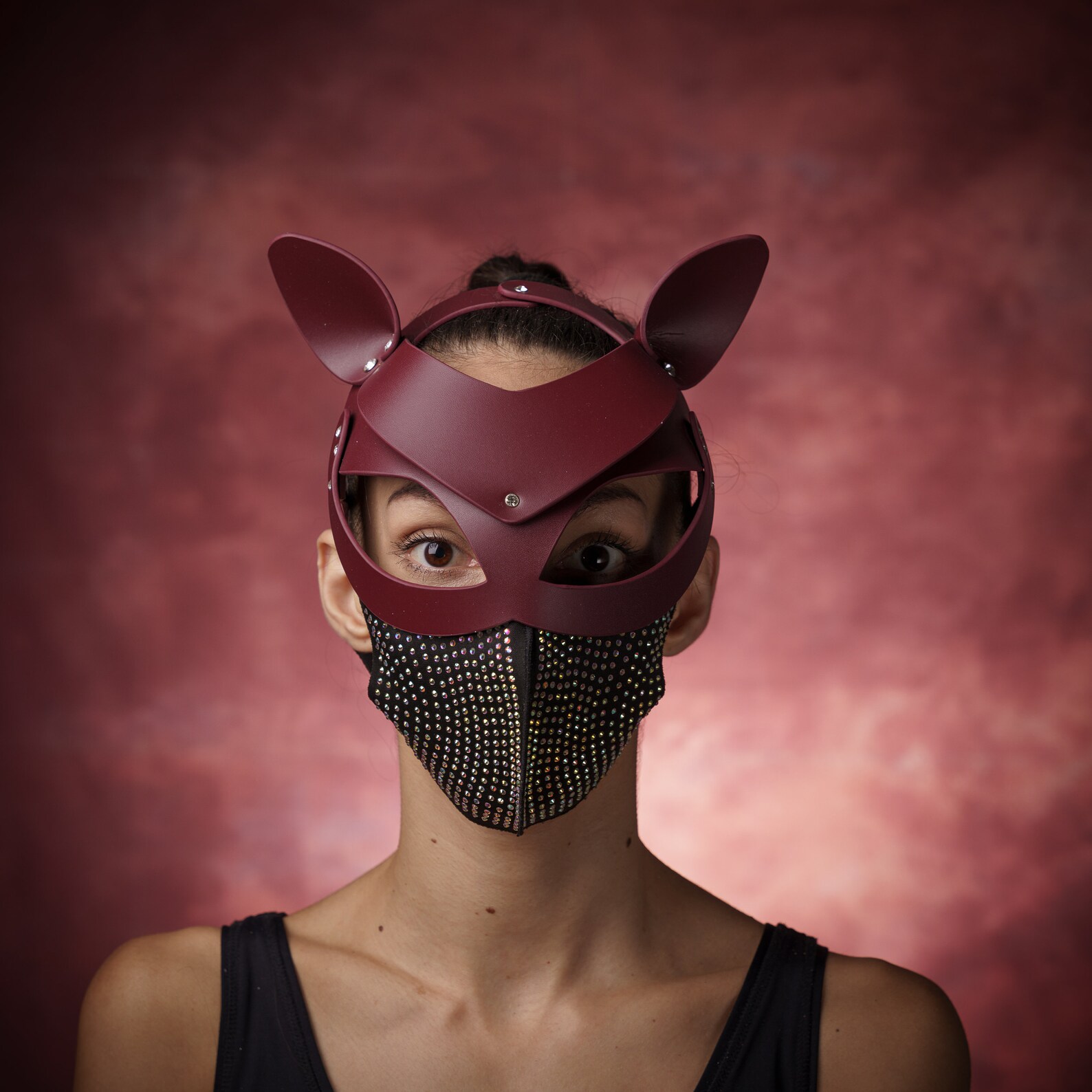 Burgundy Cat Mask Red Wine Leather Cat Mask BDSM Leather Cat - Etsy