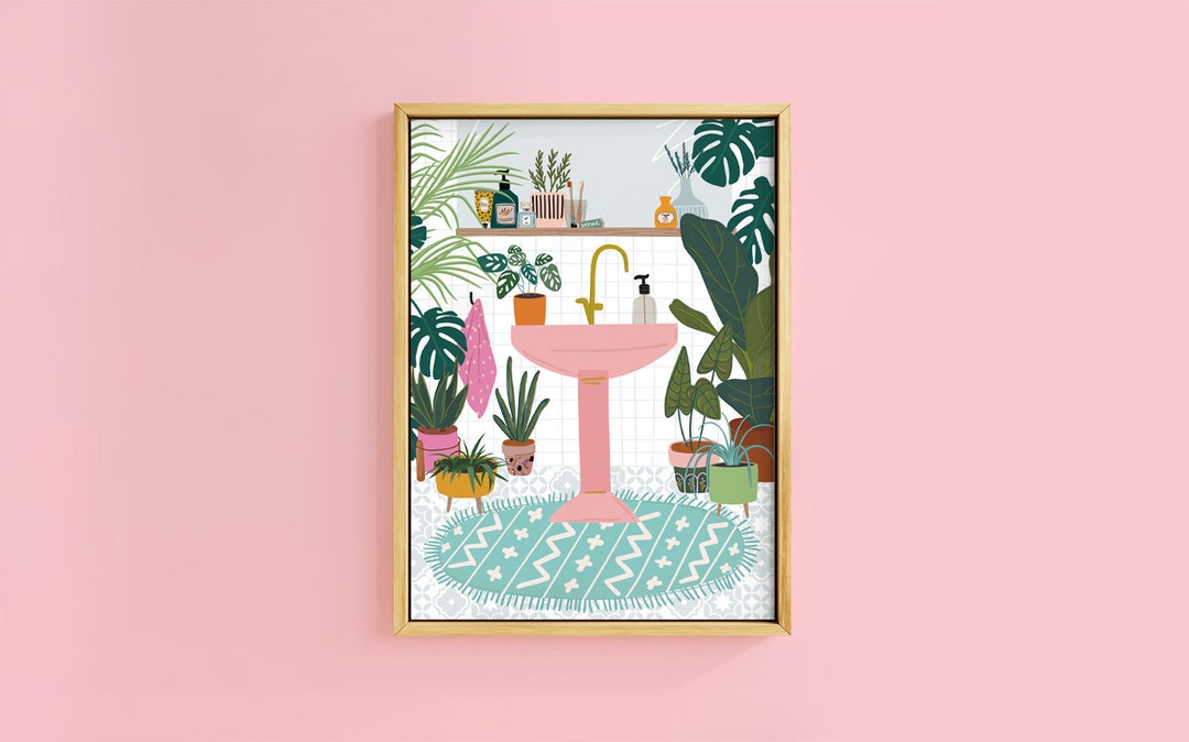 Botanical Sink Bathroom Tile House Plants Art Print | Unframed A6 A5 A4 ...