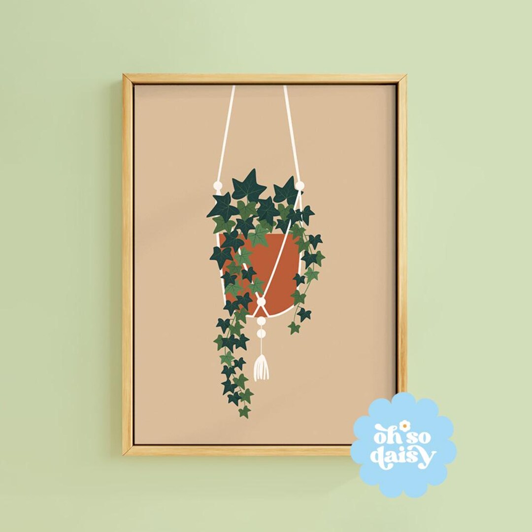 Hanging Botanical House Plant Boho Natural Art Print | Unframed A6 A5 ...