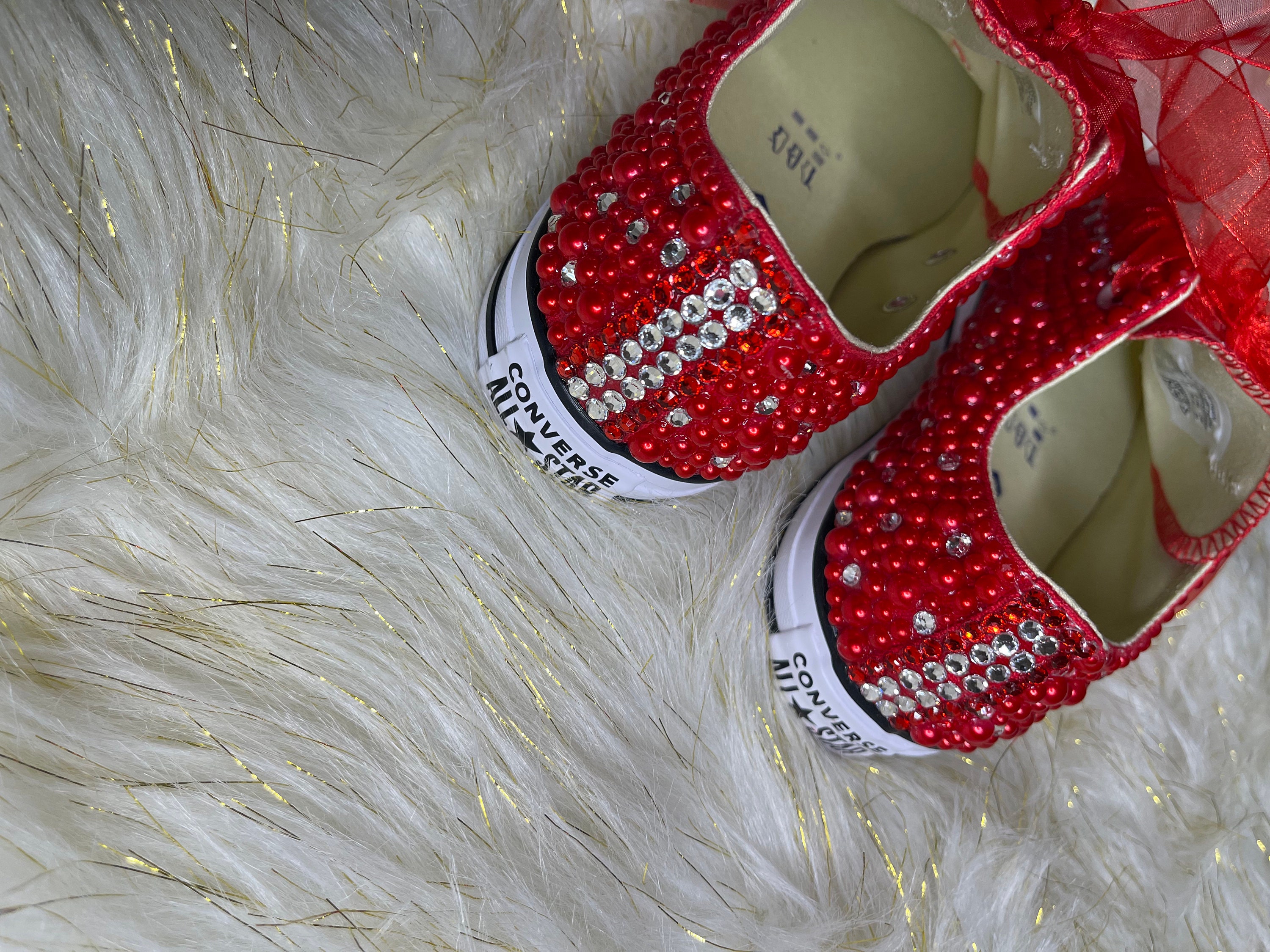 WOMEN Red Bling Converse All Star Chuck Taylor Sneakers LOW - Etsy