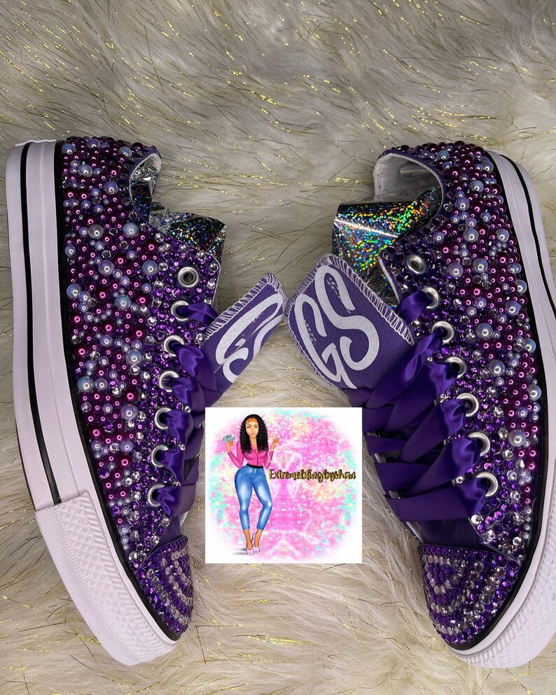 WOMEN Monogrammed Purple Bling Converse All Star Chuck Taylor - Etsy