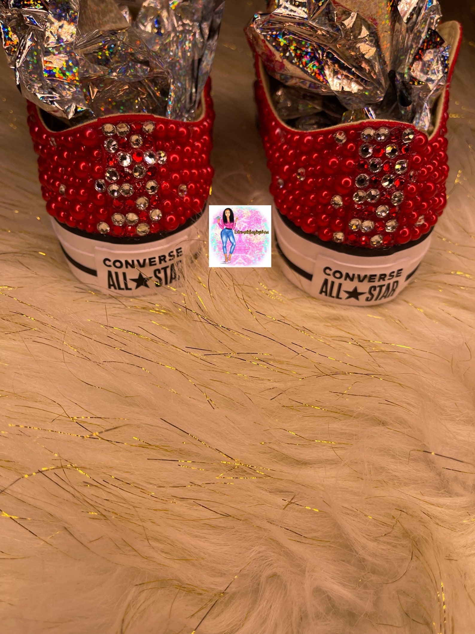 WOMEN Red Bling Converse All Star Chuck Taylor Sneakers LOW TOP - Etsy