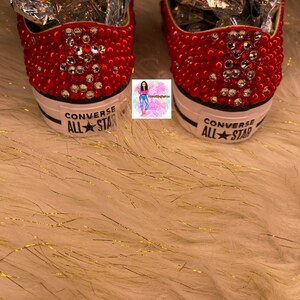 WOMEN Red Bling Converse All Star Chuck Taylor Sneakers LOW TOP - Etsy