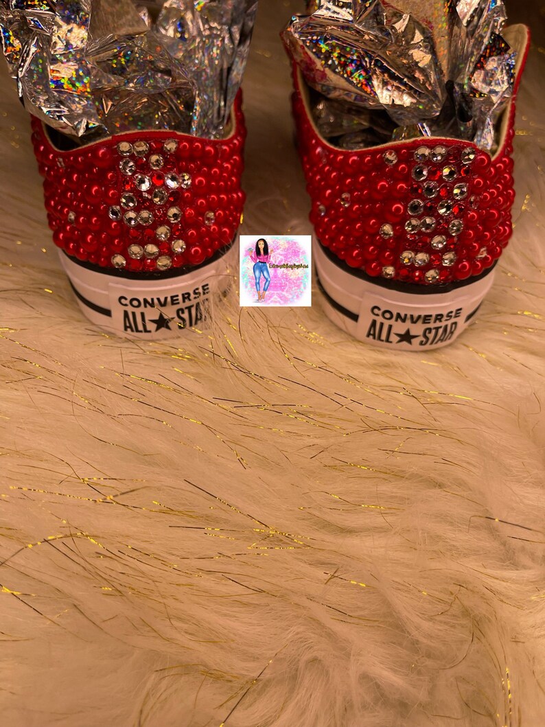 WOMEN Red Bling Converse All Star Chuck Taylor Sneakers LOW - Etsy