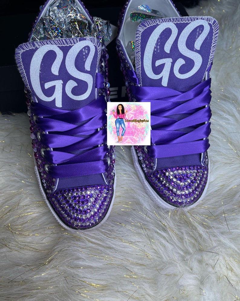 WOMEN Monogrammed Purple Bling Converse All Star Chuck Taylor - Etsy