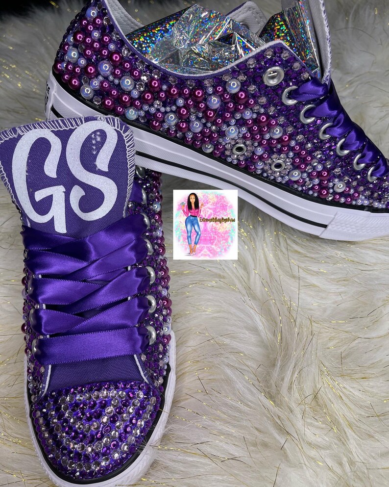 WOMEN Monogrammed Purple Bling Converse All Star Chuck Taylor - Etsy