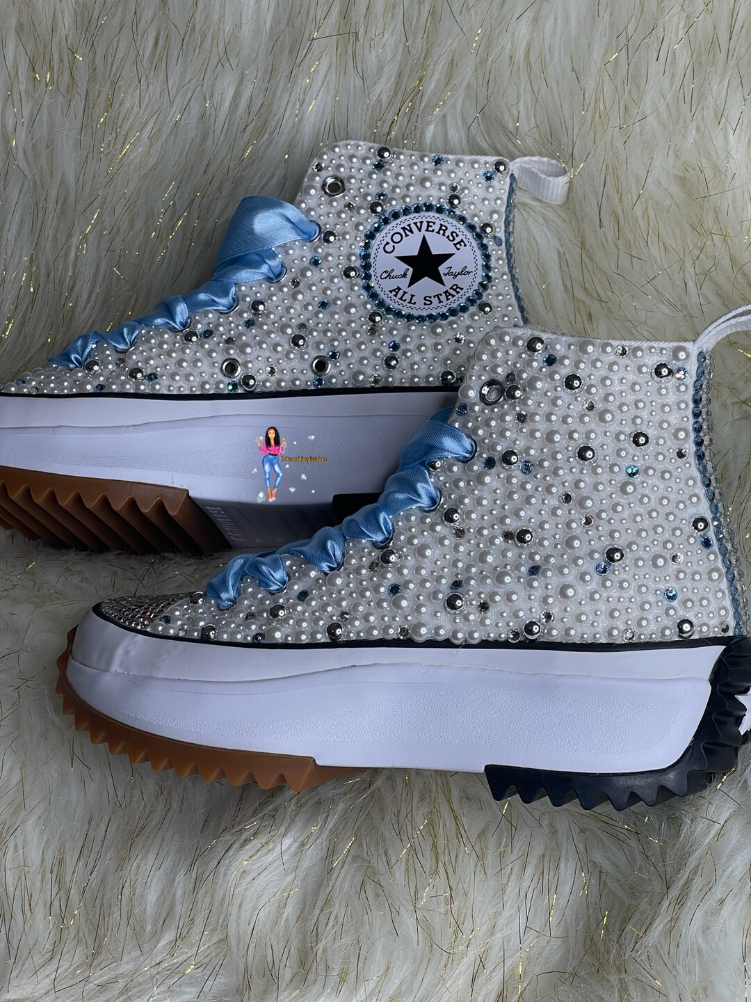 Custom Pearl Bling Converse Run Star Hike, Bridal Shoes - Etsy