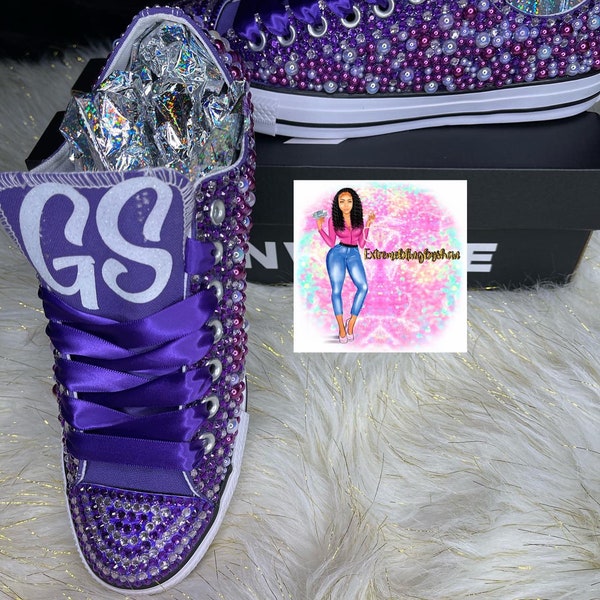 Purple Bling Sneakers Women - Etsy
