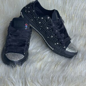 Black, Silver, Bling Converse - Etsy