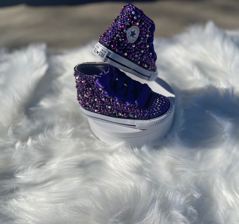 Customized Purple Bling High Top Converse-girls & Women | Etsy