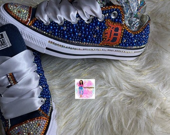 WOMEN Blue Bling Converse All Star Chuck Taylor Sneakers LOW TOP - Etsy