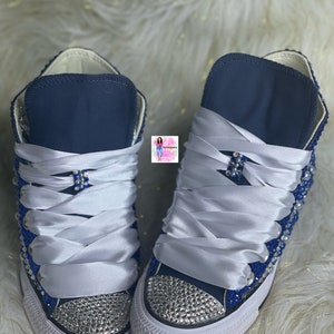 WOMEN Blue Bling Converse All Star Chuck Taylor Sneakers HIGH TOP - Etsy