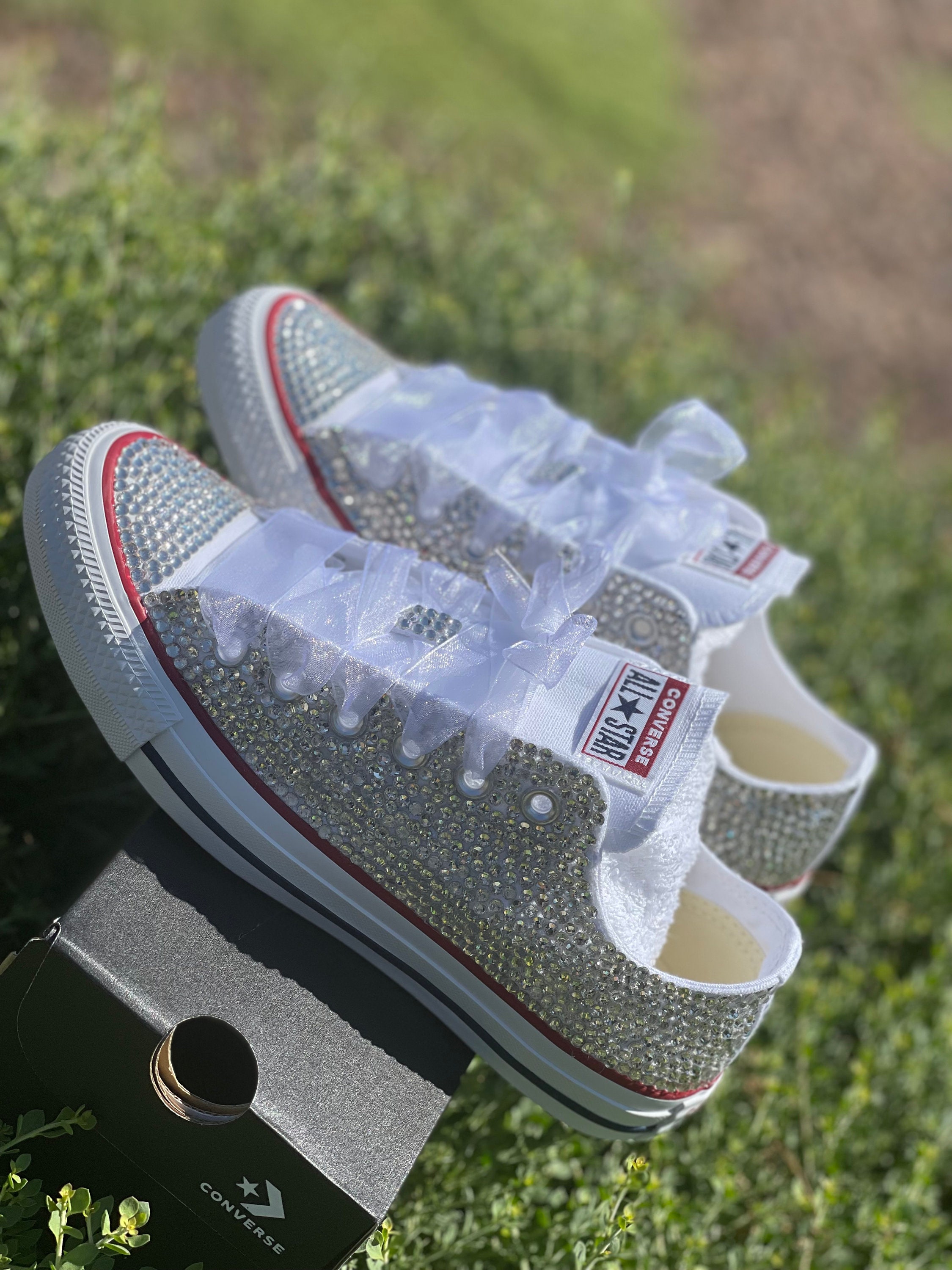 Custom Bling Converse Rhinestone Sneakers Wedding Shoes Etsy