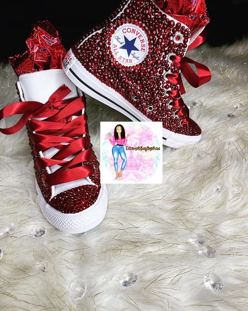 Red Wine Custom Converse Bling Converse High-top Wedding - Etsy
