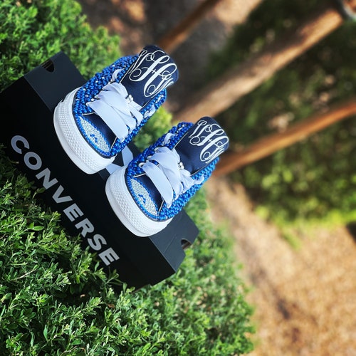 WOMEN Blue Bling Converse All Star Chuck Taylor Sneakers LOW - Etsy