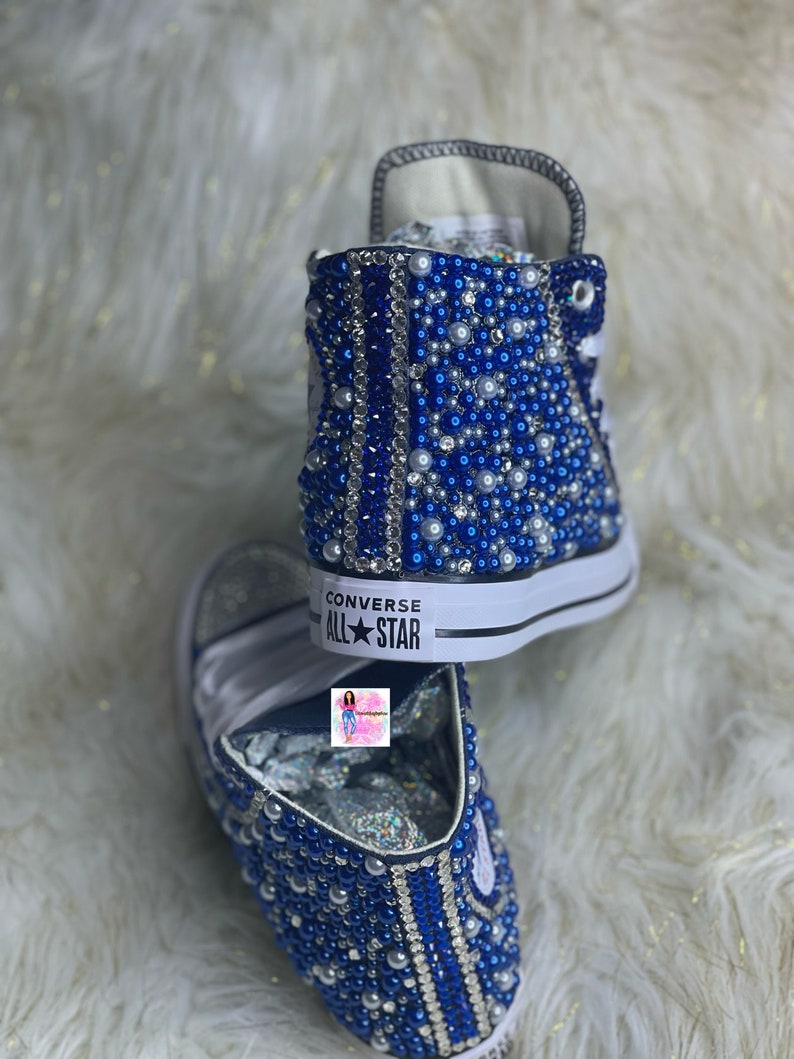 WOMEN Blue Bling Converse All Star Chuck Taylor Sneakers HIGH TOP - Etsy