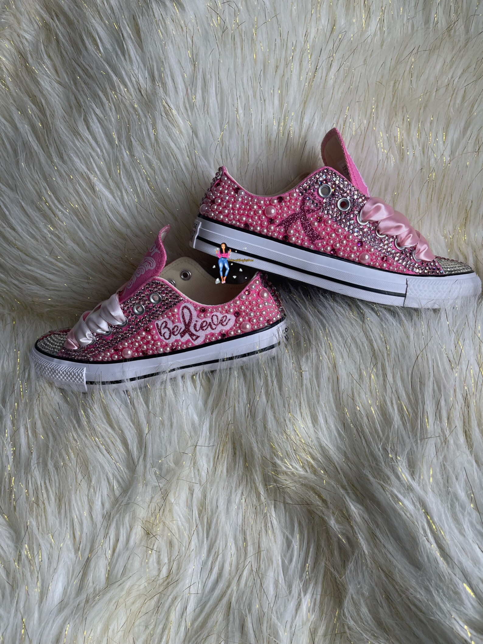 Survivor (breast Cancer Awareness) Bling Converse-bling Sneakers - Etsy