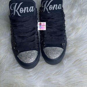 Black, Silver, Bling Converse - Etsy